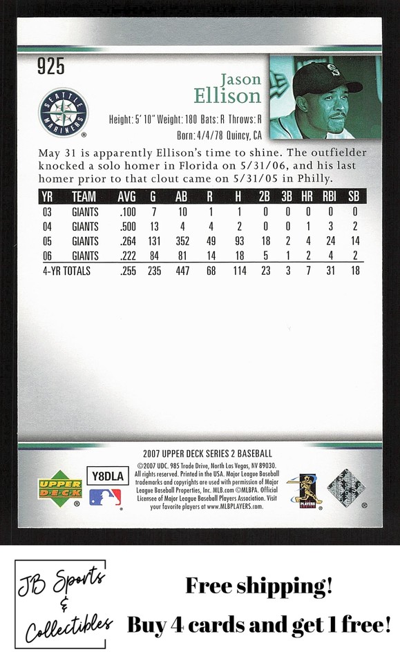 2007 Upper Deck Jason Ellison #925 Seattle Mariners | eBay
