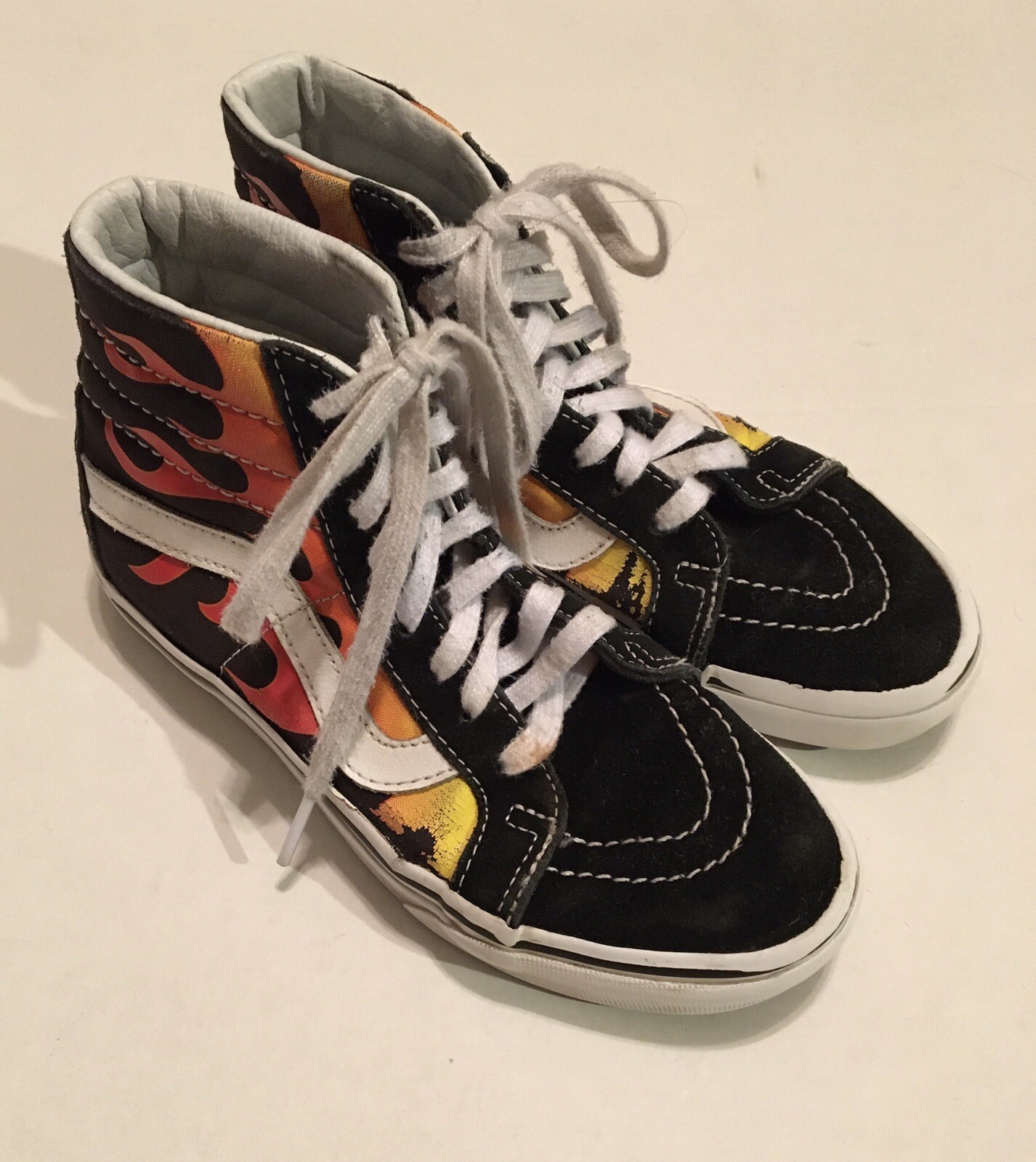 Vans Suede Leather Canvas Fire Flames High-Top Sneak… - Gem