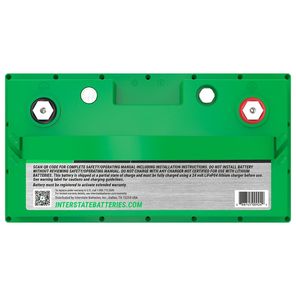 Interstate Batteries 24V 60Ah Group 31M Lithium Marine/RV Deep Cycle ...