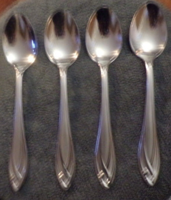 4 Place Soup Spoons Hampton Silversmiths LACE FROSTED 7 3/4" | eBay