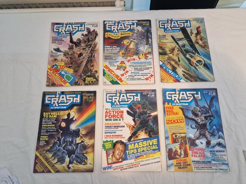 6 x CRASH ZX Spectrum Magazines Issues 46, 48, 49, 50, 52 & 53 Retro ...