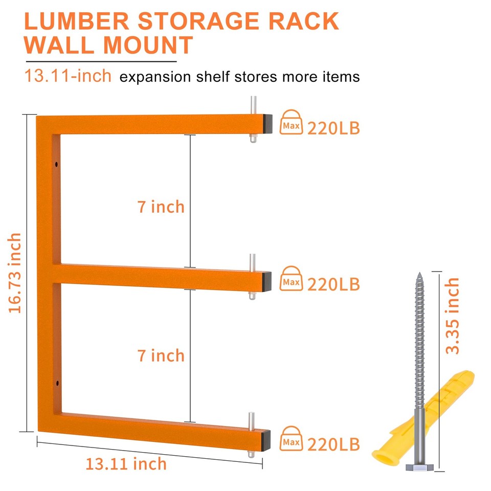 Lumber Rack Wall-Mounted Lumber Storage Rack, Heavy Duty Wood Storage ...