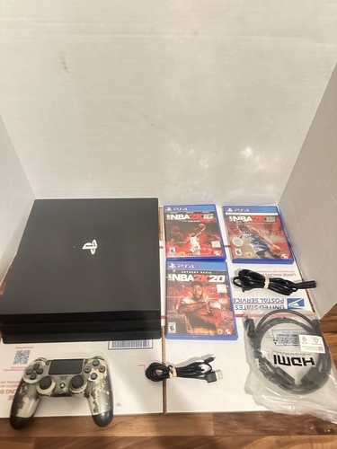 PlayStation 4 Pro Console Black 1 Controller & 4 Games Sony PS4 Tested ...