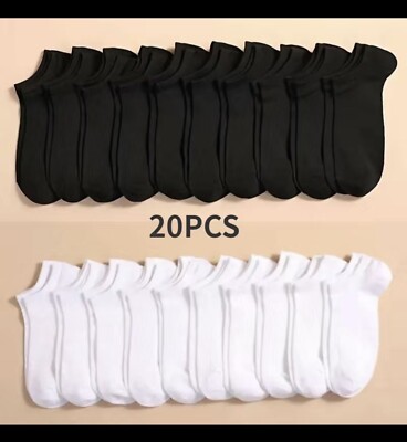 Socks 20 Pack One Size Fits Most Low (10 White 10 Black) | eBay