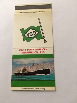 Vintage Matchbook Cover Matchcover Gulf & South American Steamship Ship ...