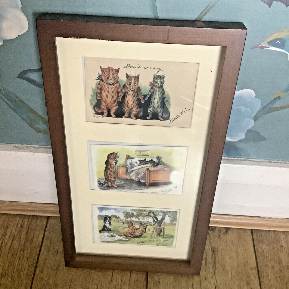 Louis Wain Cat Postcards Three Original Ink Signatures Written ...