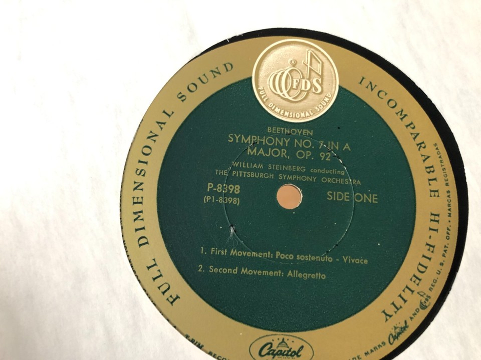 BEETHOVEN SYMPHONY 7 STEINBERG CAPITOL FDS P 8398 | eBay