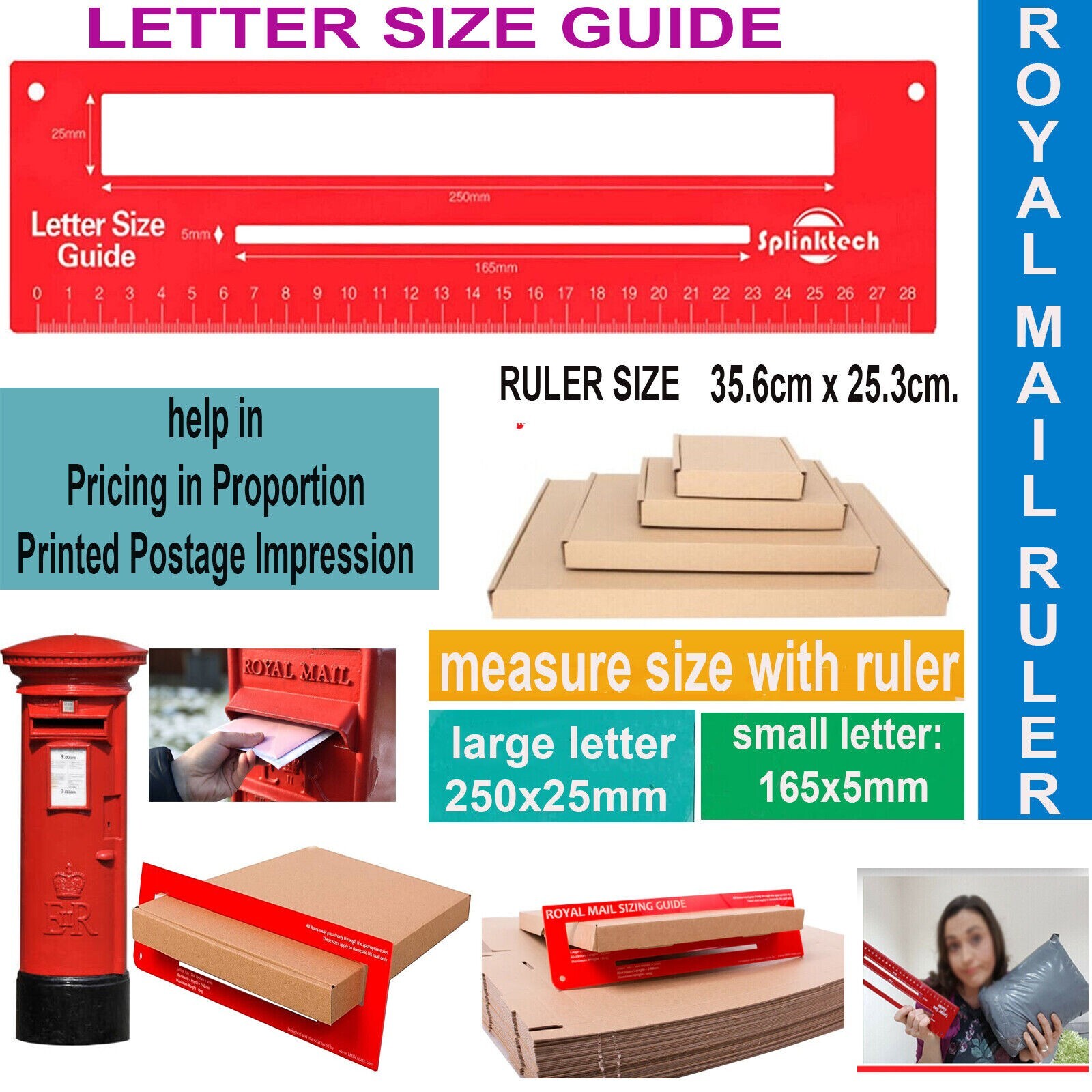 Royal Mail Postage Letter Size Ruler PIP PPI Post Office Price Charge ...