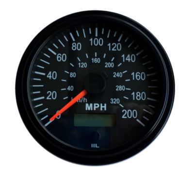Speedometer,programmable, 3-3/8"/86mm,200 MPH,LED light, black, 001 ...