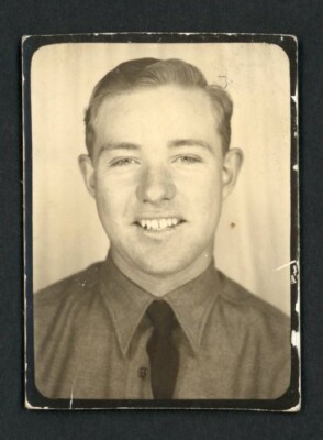 Smiling Handsome Clean Cut Man Photo Booth 1950s Fashion Tie White ...