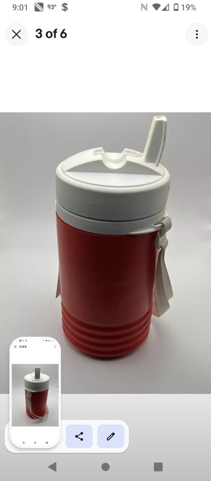 Vintage Red Igloo 1 Quart Water Jug With Spout Lid & Travel Strap ...