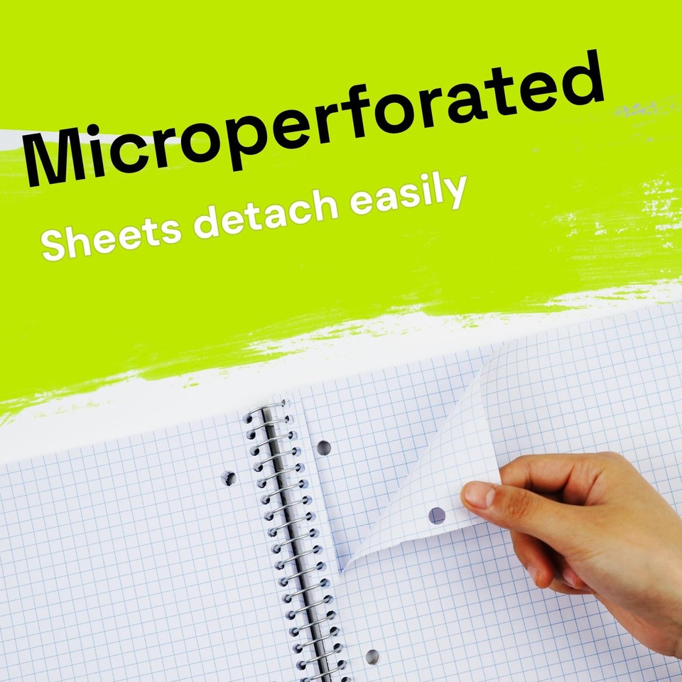 Spiral Notebook for School 3 Pack, 1 Subject, 4x4 Graph Ruled Paper ...