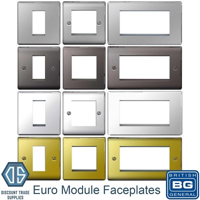 BG Euro Module Face Plate Brushed Steel Polished Chrome Black Nickel ...