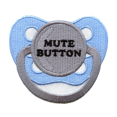 Blue Pacifier Mute Button Embroidered Iron-on Patch | eBay