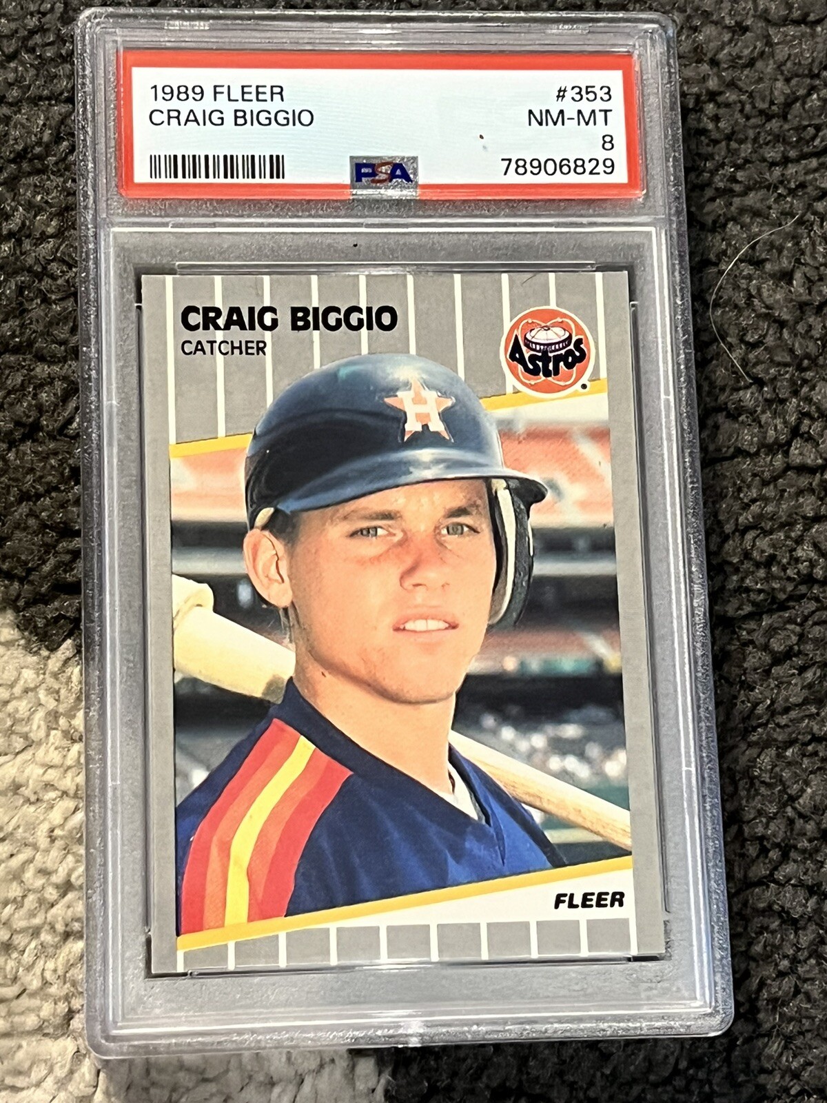 PSA 8 NR MINT BASEBALL CARD HOF 1989 FLEER CRAIG BIGGIO ROOKIE HOUSTON ...