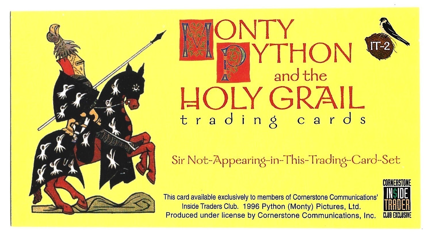 MONTY PYTHON THE HOLY GRAIL CARD IT-2 INSIDE TRADER CORNERSTONE 1996 ...