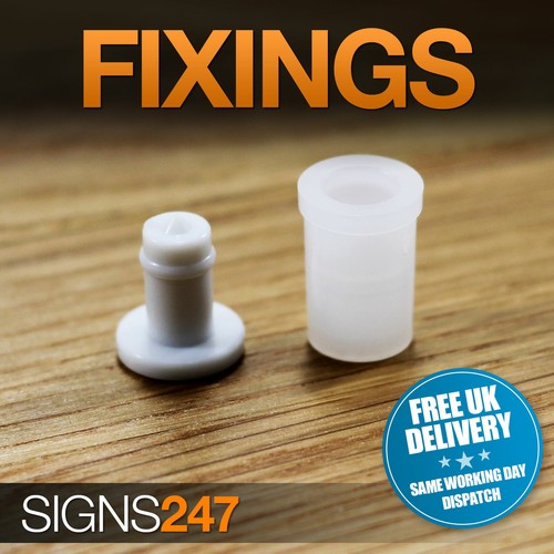 SMALL Plastic sign letter fixings stand off locators letter fixing snap ...