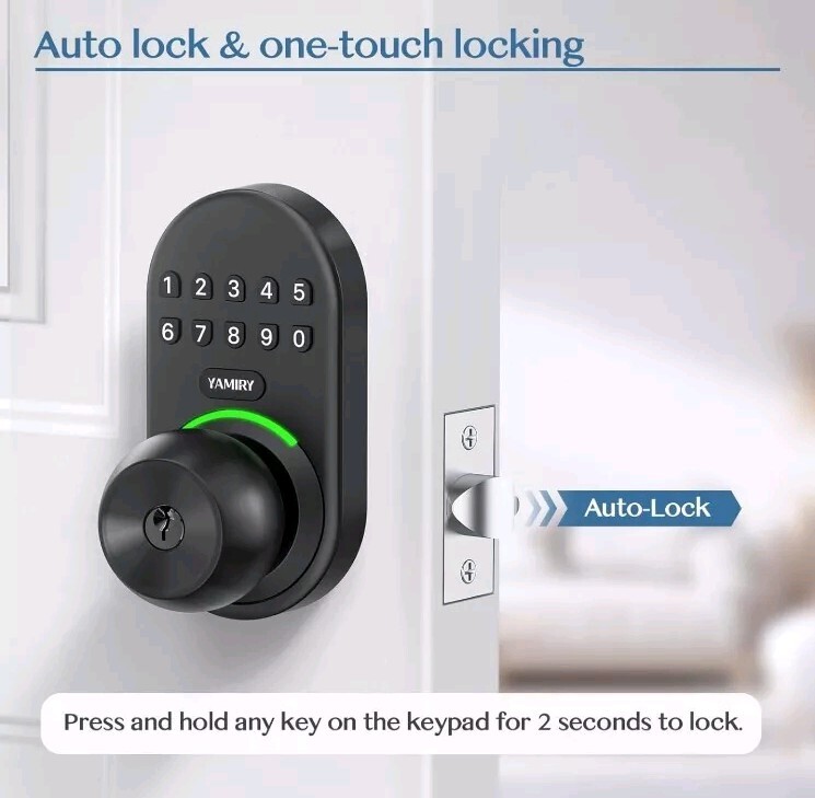 Keypad Smart Door Lock with Knob,Yamiry Keyless Entry Door Lock Handle ...