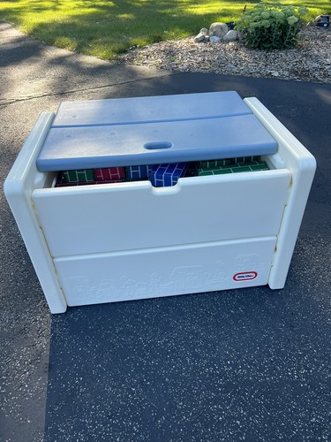 Vintage Little Tikes Tykes Size Large Toybox Toy Box Blue White. Bricks ...