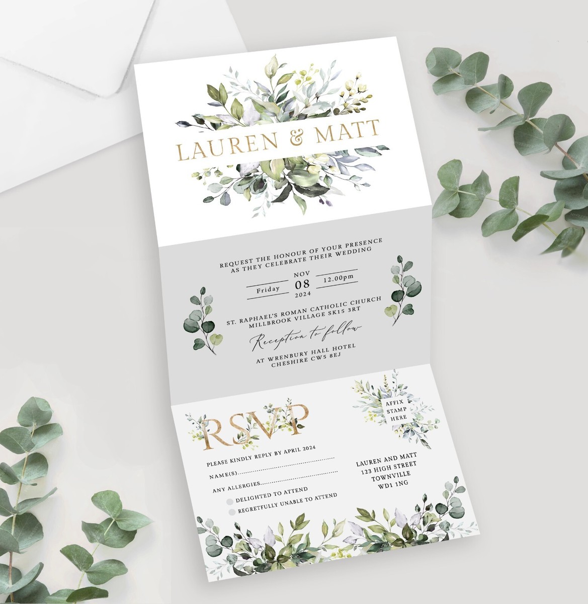 Folded Wedding Invitation Wording Samples
