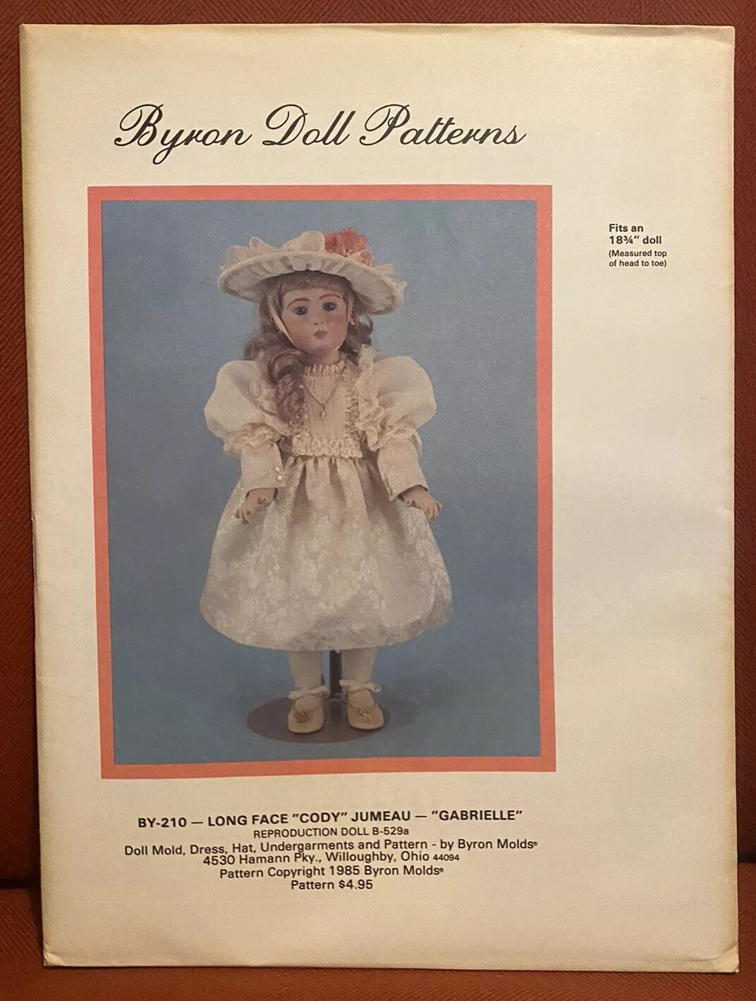 Byron Doll Patterns BY-210 Long Face “Cody”Jumeau “Gabrielle ...