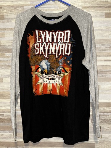 Lynyrd Skynyrd ~ Support Southern Rock XL Raglan T-Shirt Black & Grey # ...