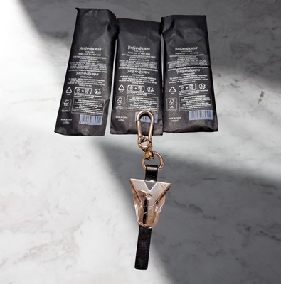 Yves Saint Laurent Black Leather Y Keychain Brand New YSL Keyring | eBay