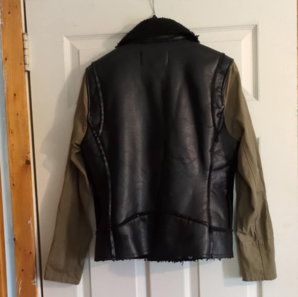 Rachel Roy Womens Moto Jacket Size XL Riveted Snap Down Biker Greaser ...