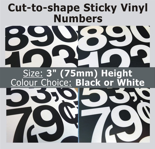 30 x Sticky Numbers 3" , Self-Adhesive Labels , Plastic Vinyl Numbering ...