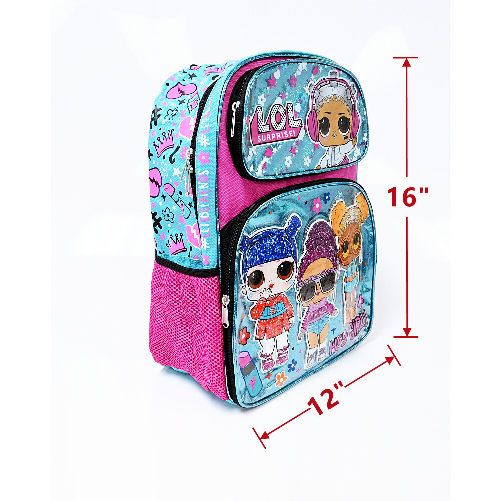 LOL Surprise 16" Large School Backpack with Lunch Bag and Water Bottle ...