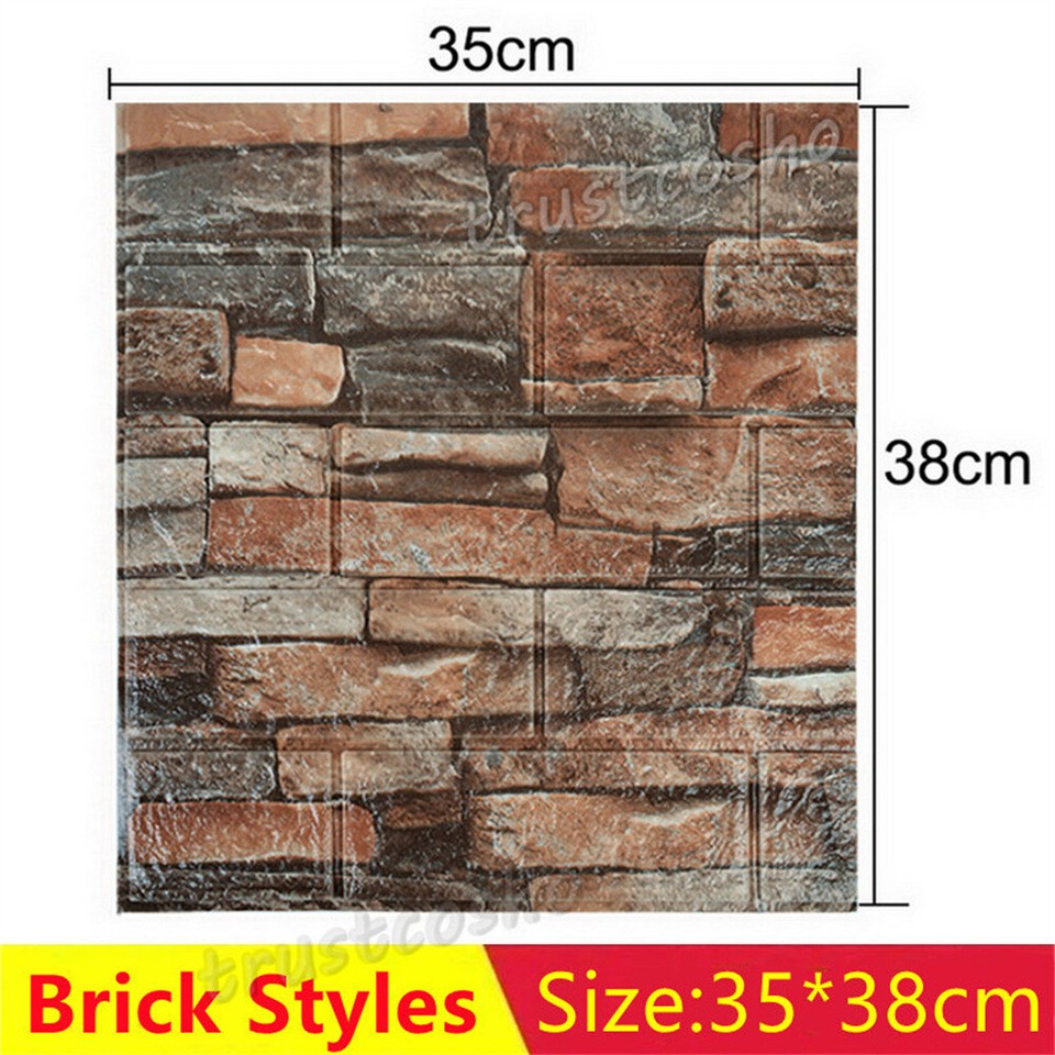 60X Large 3D Tile Brick Wall Sticker Soft Self-adhesive Waterproof Foam ...