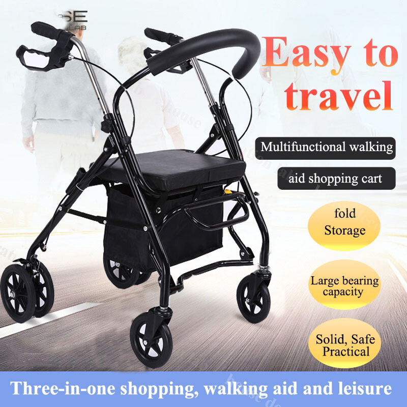 Elderly Rollator Lightweight Folding Walking Frame Mobility Aid Walker ...