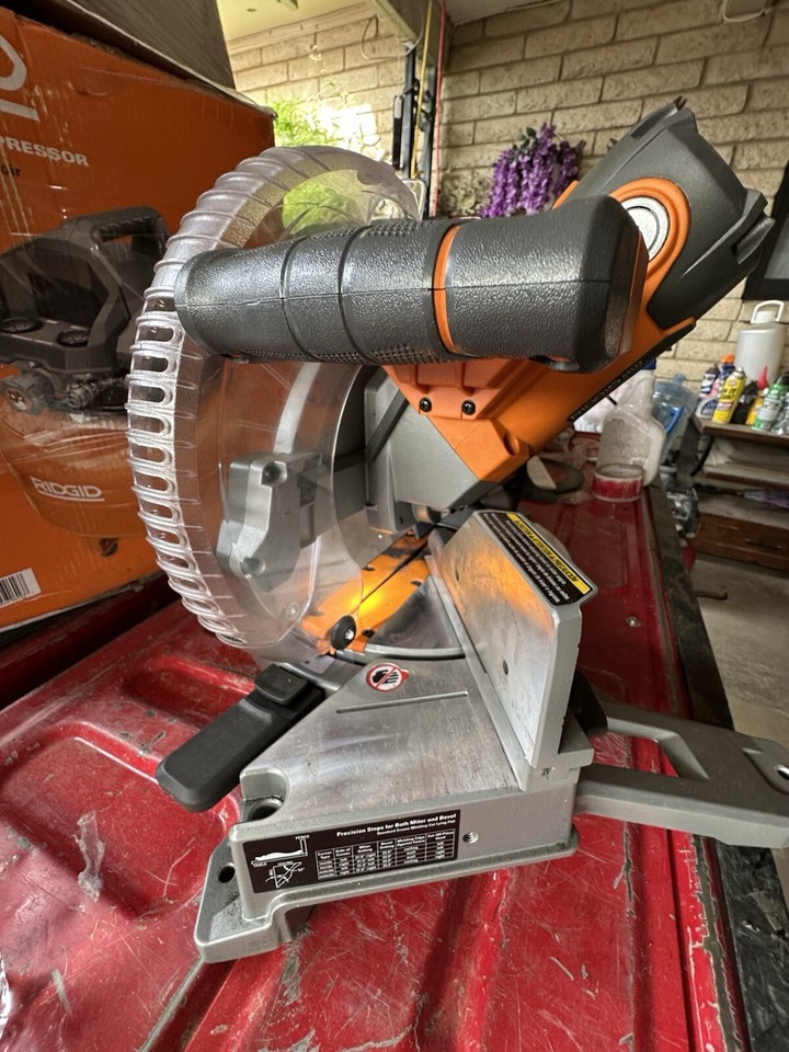 RIDGID R4113 15 Amp 10 inch Dual Miter Saw with LED Cut Line Indicator ...