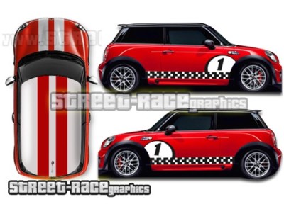Mini FULL003 Cooper Challenge racing stripes graphics stickers decals ...