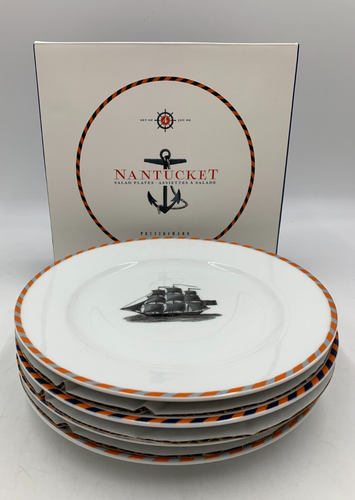 Pottery Barn Nantucket Nautical Glazed Stoneware Salad Plates 9"Diam S ...