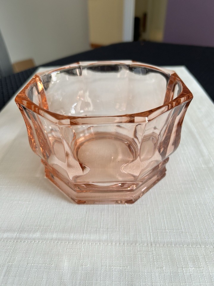 VTG Pink Indiana Glass Concord Pattern Octagon Candy Dish w Lid Depression Jar | eBay
