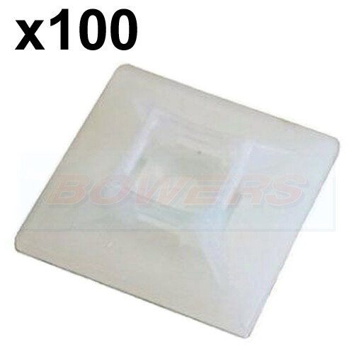 SELF ADHESIVE STICK ON WHITE CABLE TIE BASE 28MM x 28MM NYLON PA66 100 ...
