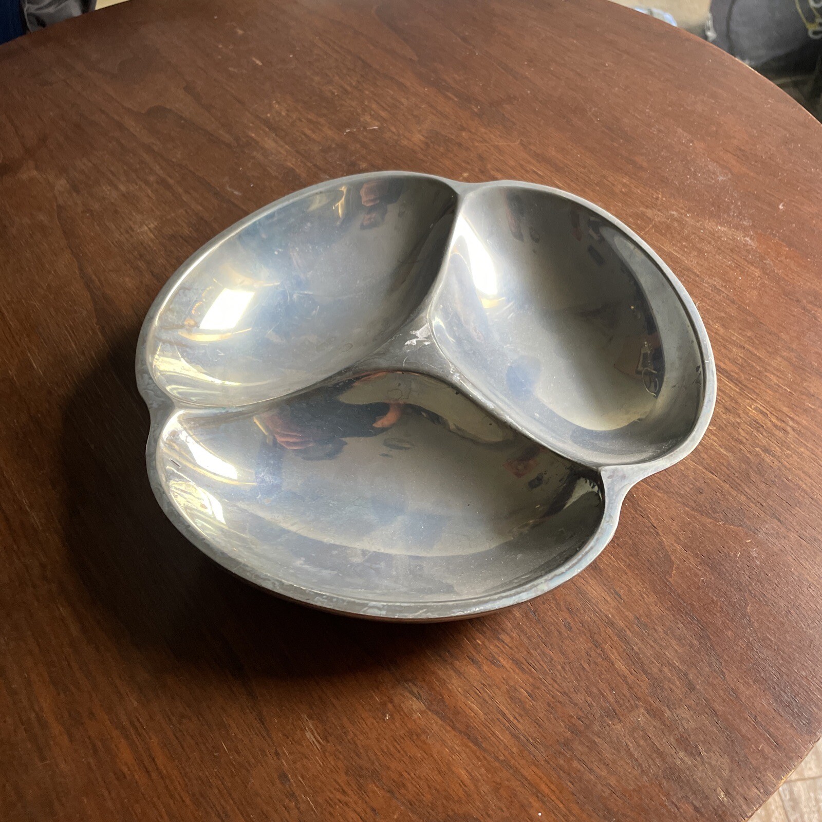 Nambe Bowl #589 3 Section Divided Heavy Serving Snack Dish Bowl 8.5” | eBay