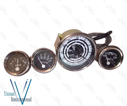 For Ford Tractor 8N 9N 2N Tachometer Temp Oil Amp Gauge Chrome bezels ...
