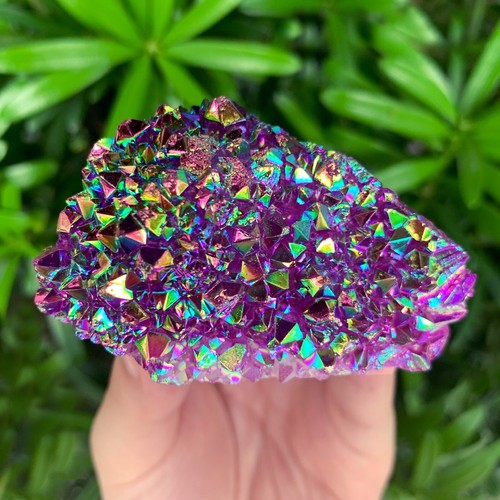 Natural Raw Purple Angel Aura Cluster Titanium Geode Quartz Crystal ...