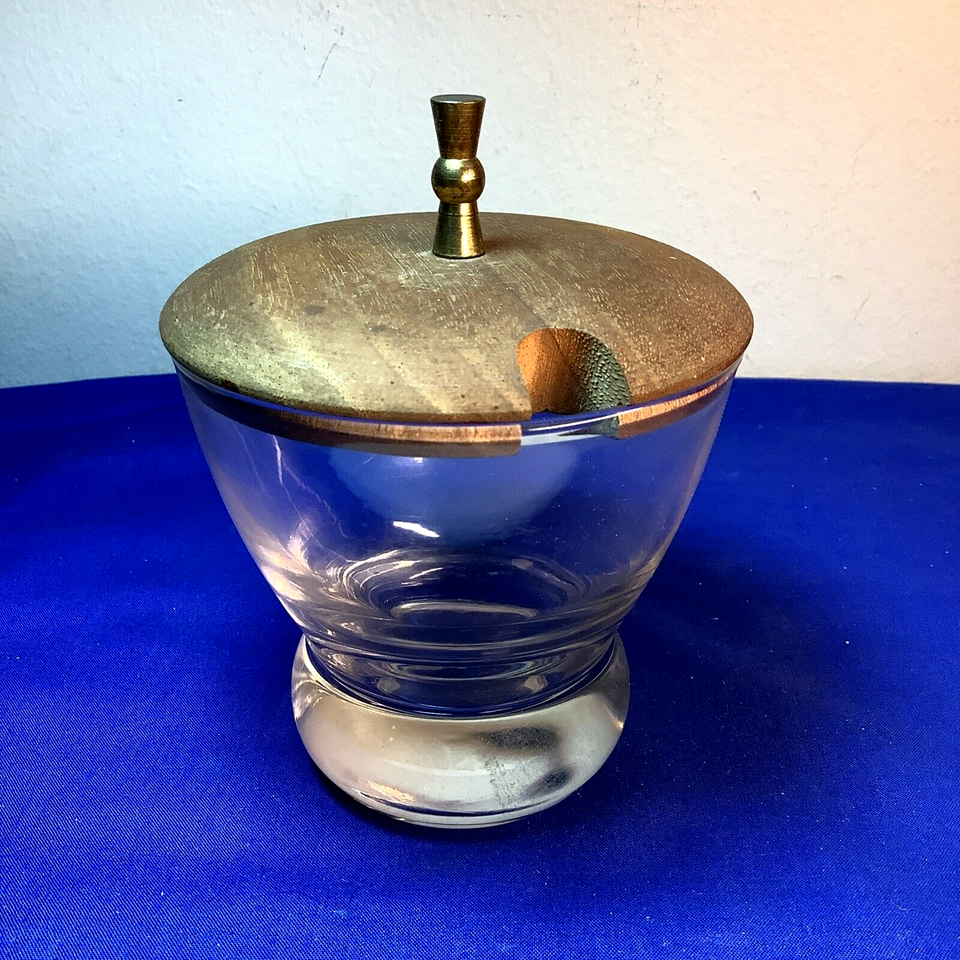 Mid Century Modern Eva Zeisel Wood Lid Glass Sugar / Creamer w/Brass ...
