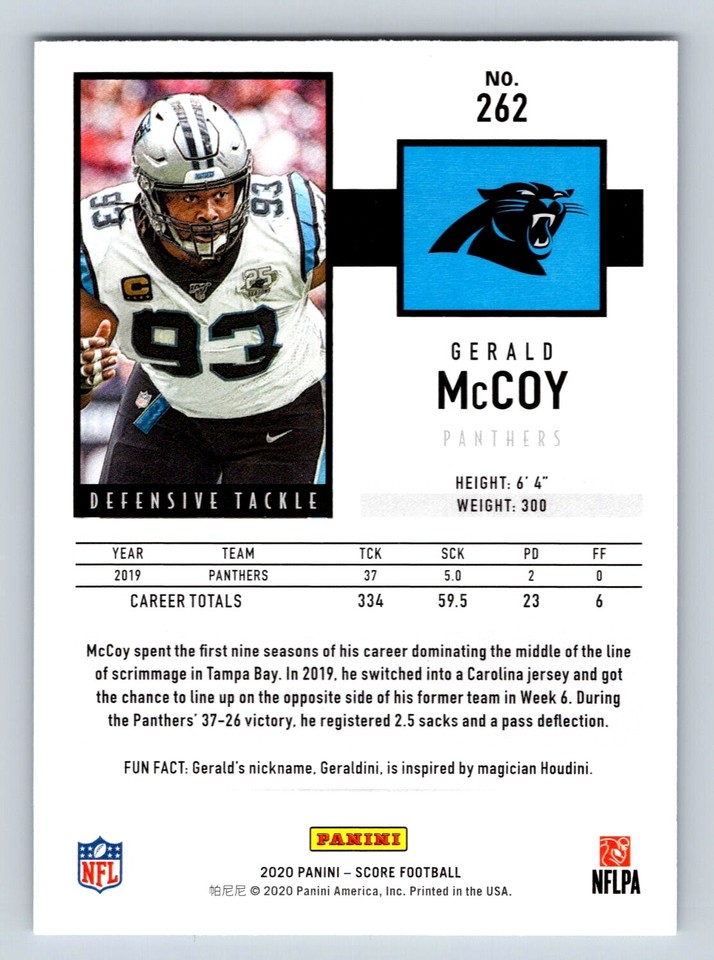 2020 Score 262 Gerald McCoy Carolina Panthers | eBay