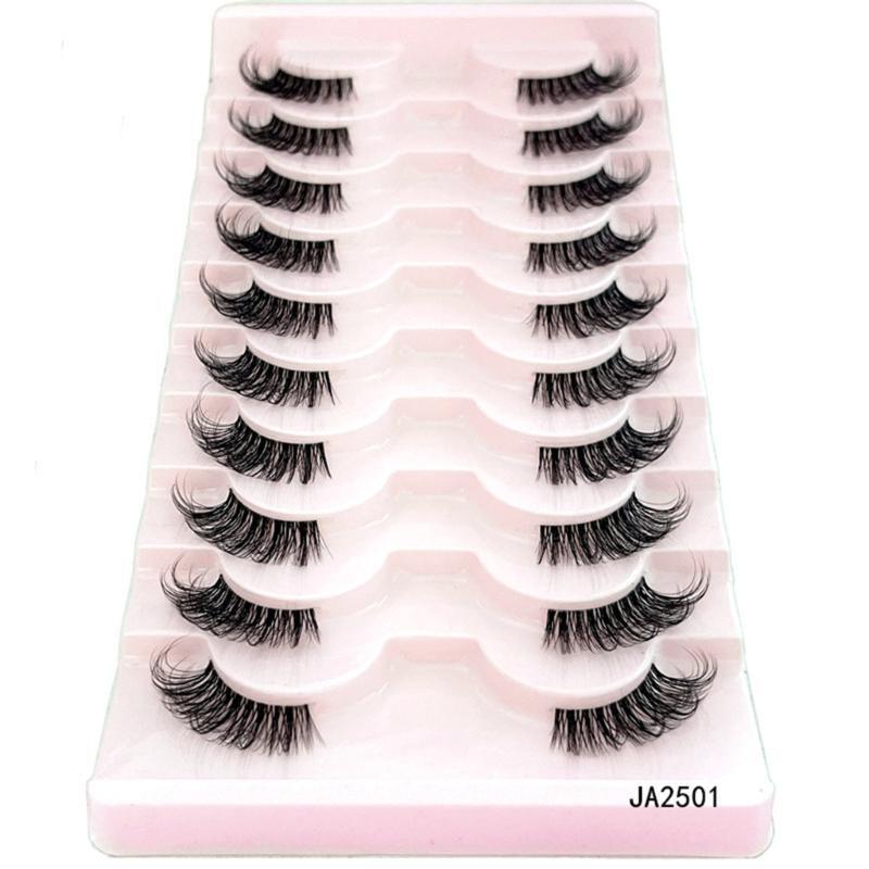 10Pair Half Lashes False Eyelashes Natural Cat-Eye Lashes 3/4 Corner ...