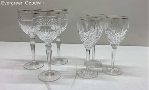 Set of 6 Waterford Crystal Gold-Rimmed Water and Araglin Goblets | eBay