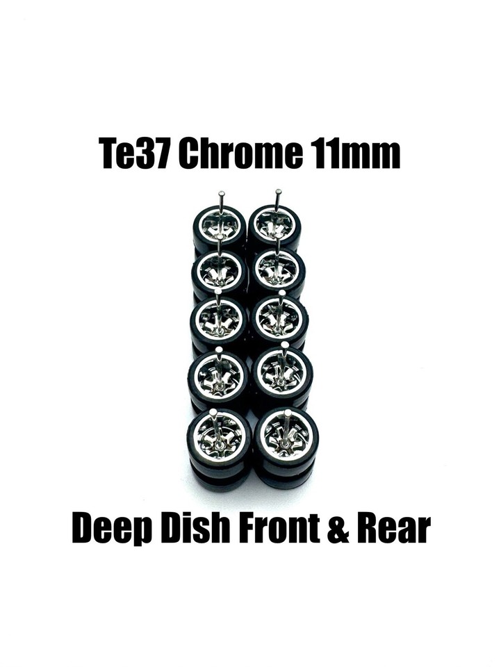 5x Set Chrome Deep Dish Te37 11mm Real Rider Wheel w/ Rubber Tires Sets ...