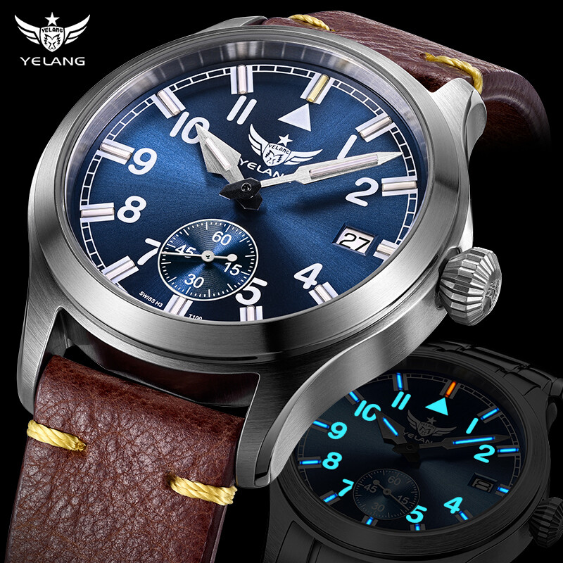 Yelang Men Quartz Pilot Watch Luminous Small Seconds Dial Japan ...
