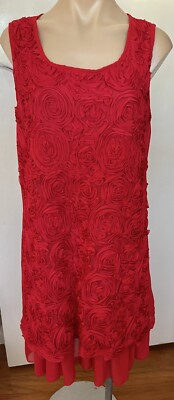 Filo, red sleeveless stretchy double layer dress, size 14 | eBay Australia