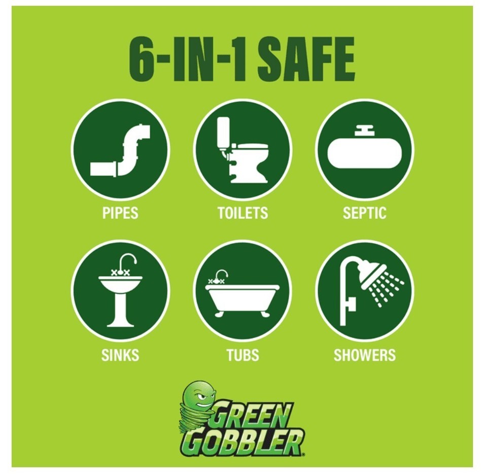 Green Gobbler Main Line Drain Opener and Clog Remover Liquid, Bleach ...