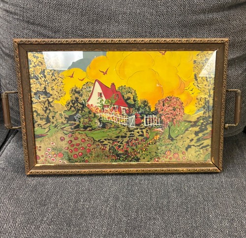 Vintage Little Red Riding Hood Reverse Glass Lithograph Serving Tray | eBay