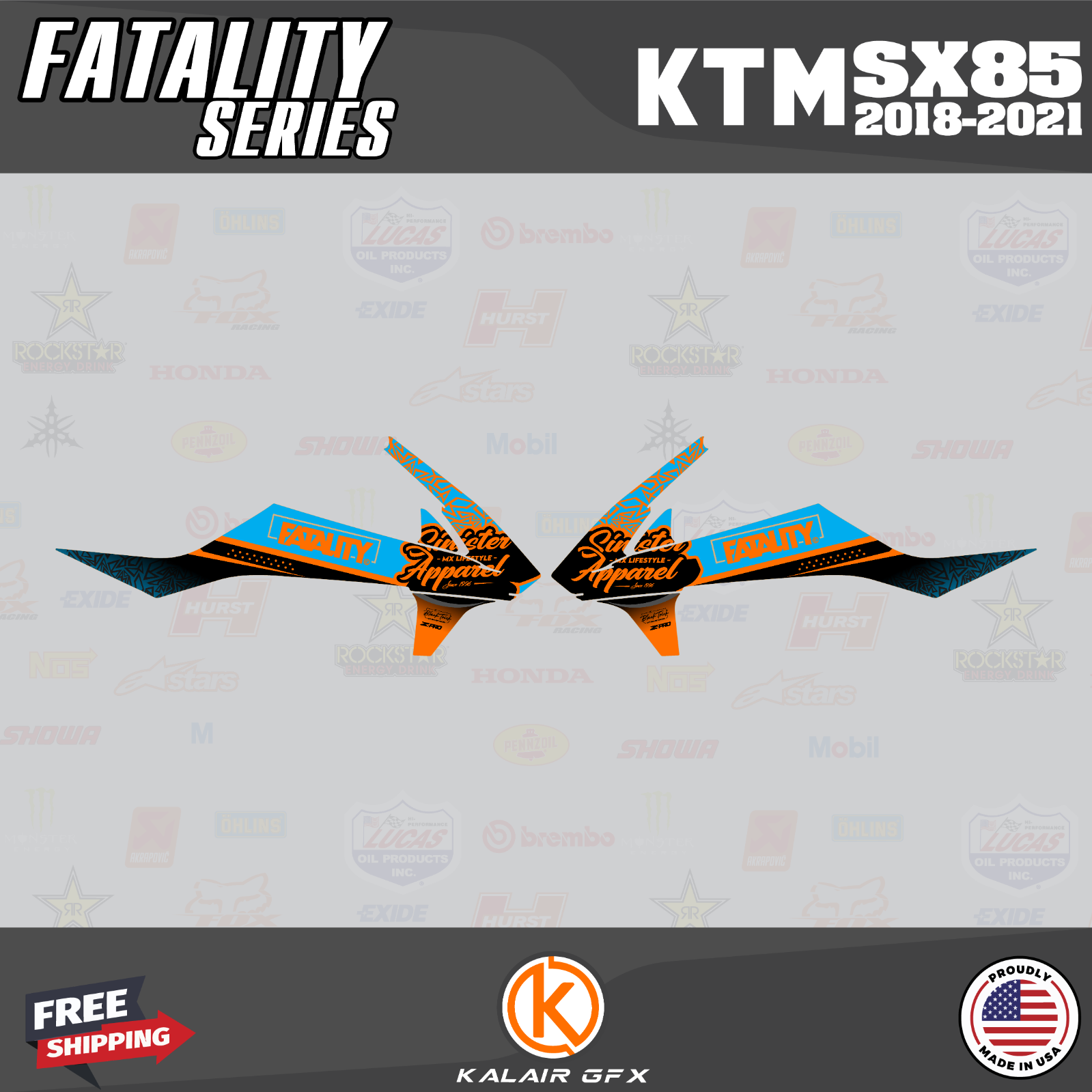 Graphics Kit for KTM 85SX SX85 (2018-2023) Fatality - Orange Cyan | eBay